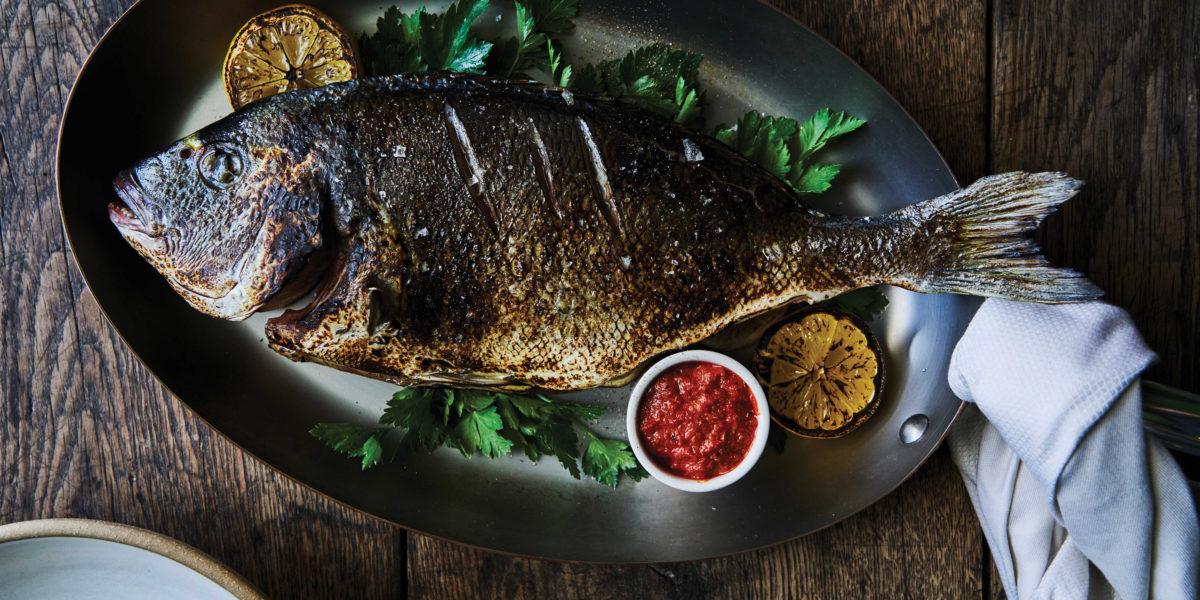 Whole Roasted Sea Bream with Romesco Sauce Recipe - Sunset Magazine