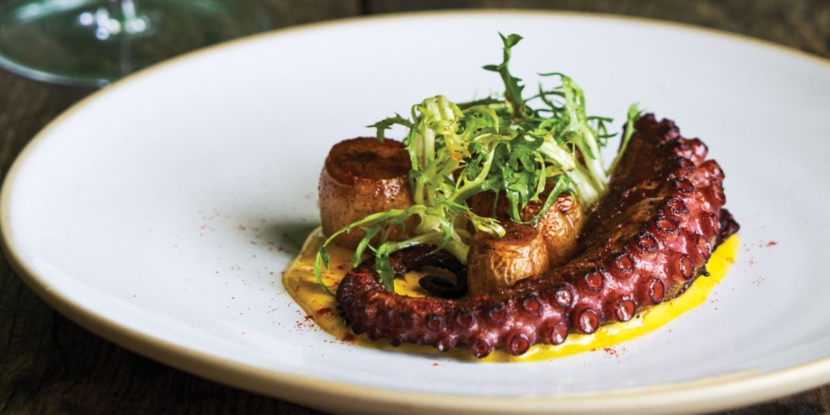 Spanish Octopus, Fingerling Potatoes, Saffron Aioli & Frisée Recipe ...