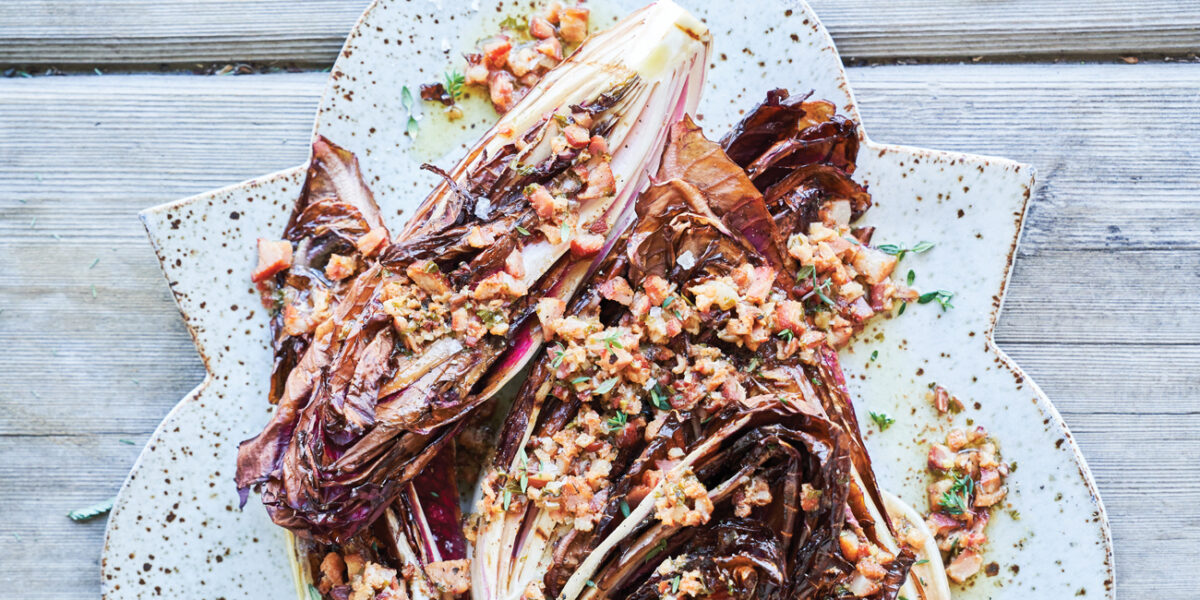 Grilled Treviso with Pancetta Vinaigrette Recipe - Sunset Magazine